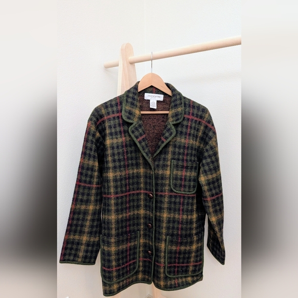 Vintage | Jackets & Coats | Vintage Collared Plaid Button Down Wool ...
